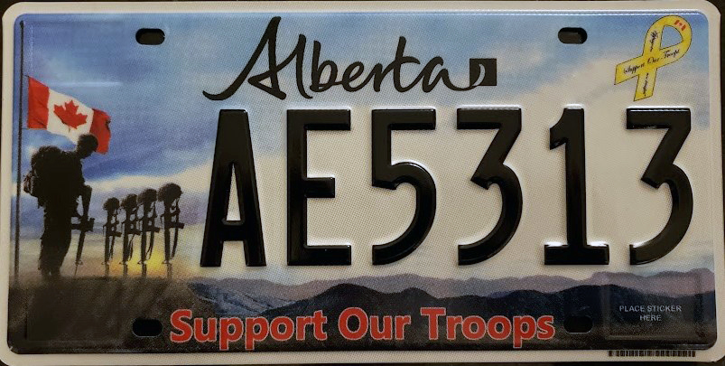 Canadian Military License Plates - Support the Troops Plates