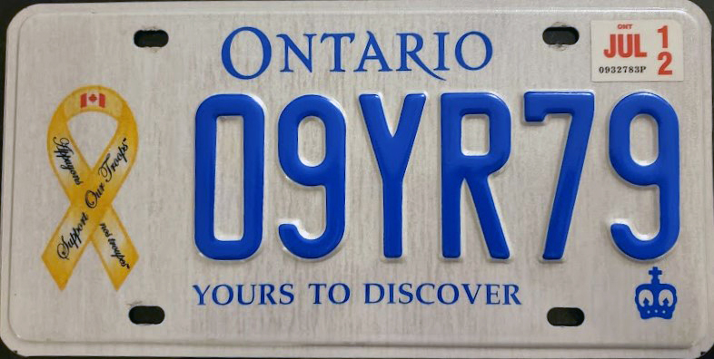 Canadian Military License Plates - Support the Troops Plates